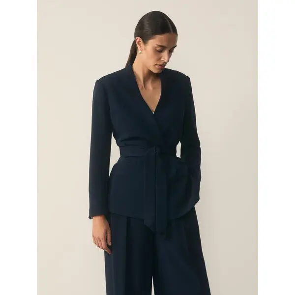 The Fold Selsey Doppio Crepe Blazer - Navy