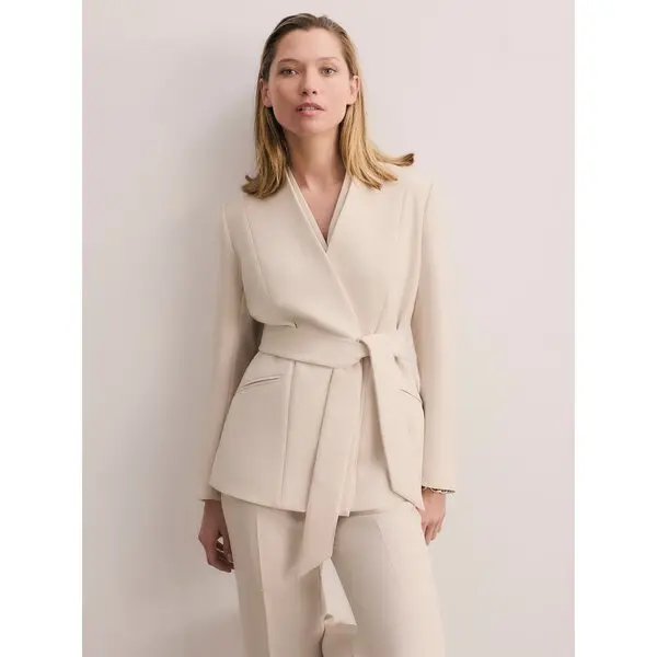 The Fold Selsey Doppio Crepe Blazer - Neutral
