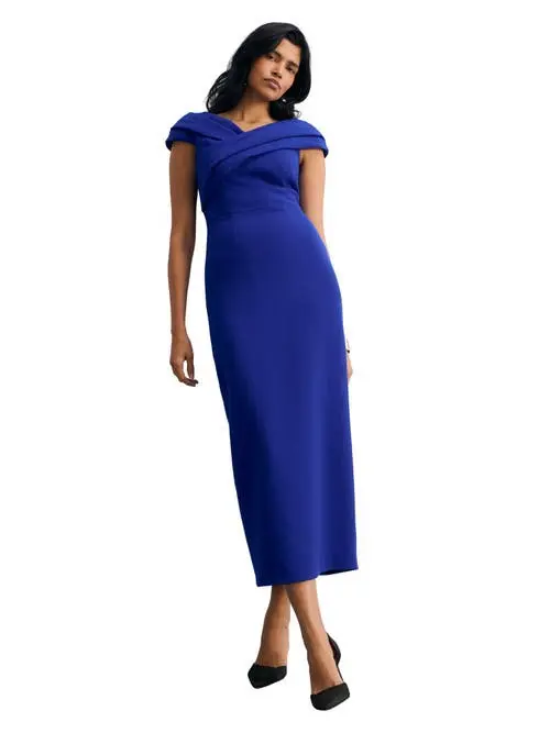 The Fold Bodycon Short Sleeve V-neck Midi Dress
