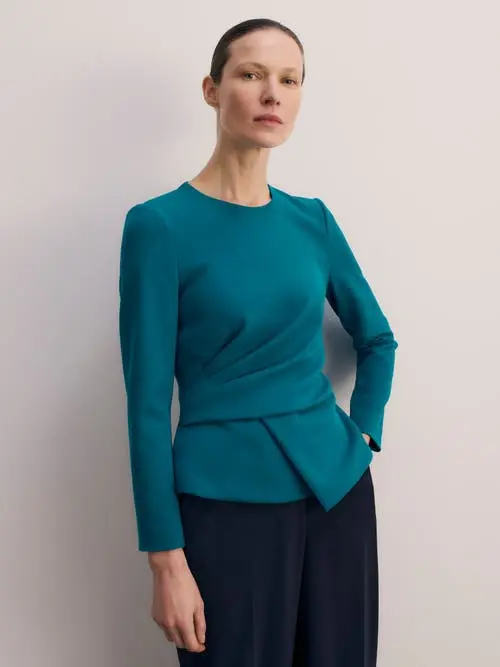 The Fold Malone Asymmetrical Peplum Top - Blue