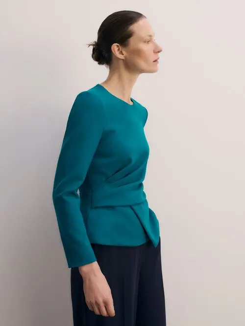 The Fold Malone Asymmetrical Peplum Top - Blue
