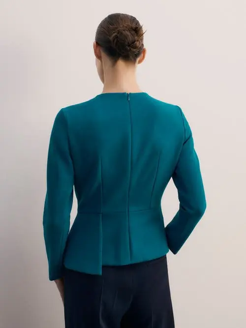 The Fold Malone Asymmetrical Peplum Top - Blue