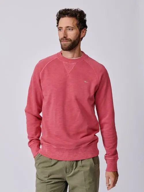 Aubin Garsdale Slub Crew Neck Sweatshirt - Raspberry