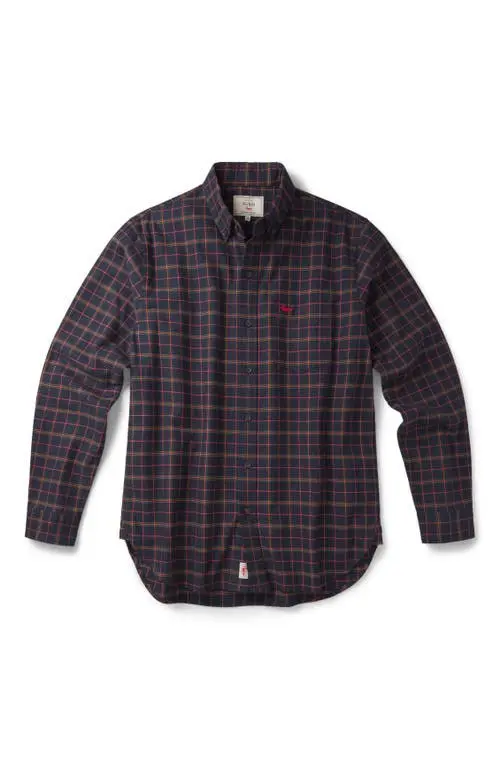 AUBIN Merton Brushed Oxford Button Down Shirt - Navy Check