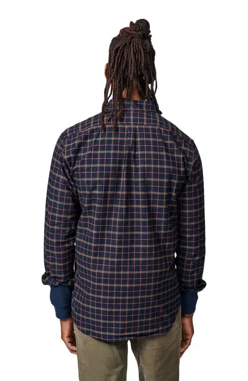 AUBIN Merton Brushed Oxford Button Down Shirt - Navy Check