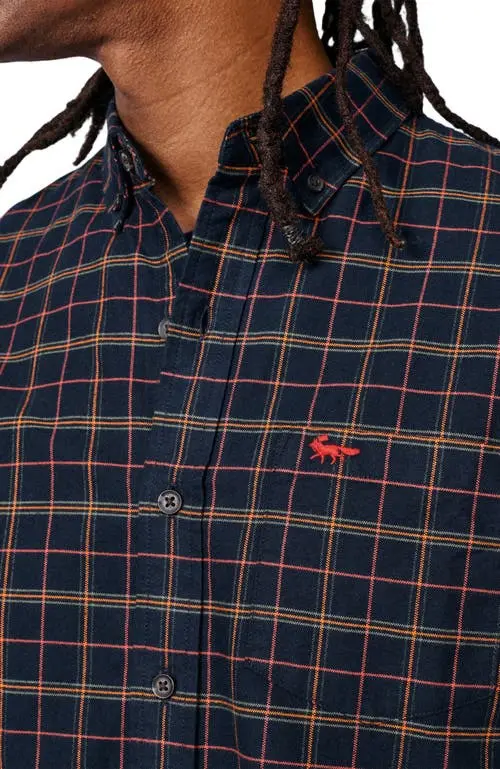 AUBIN Merton Brushed Oxford Button Down Shirt - Navy Check