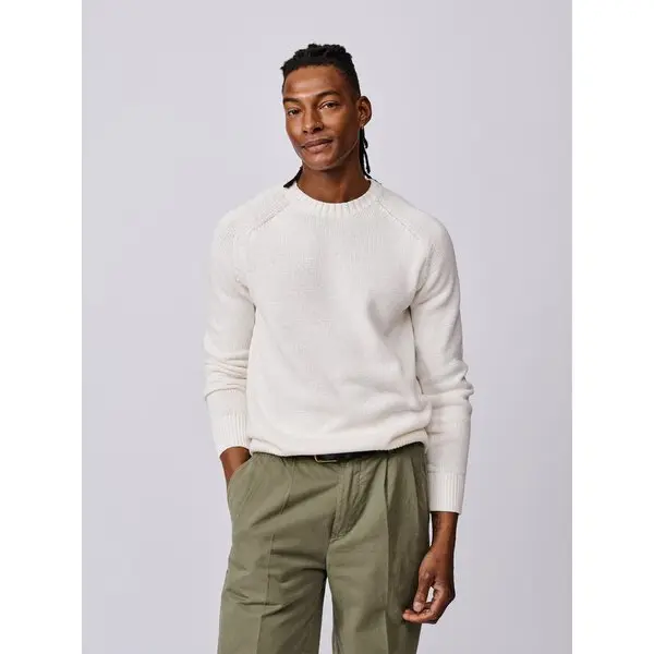 AUBIN Lacey Cotton Linen Crew Neck Jumper - Ecru