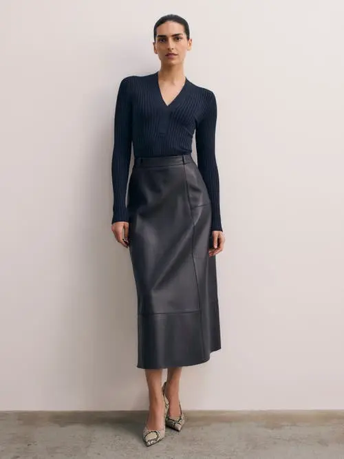 The Fold Andalo Leather A-line Skirt