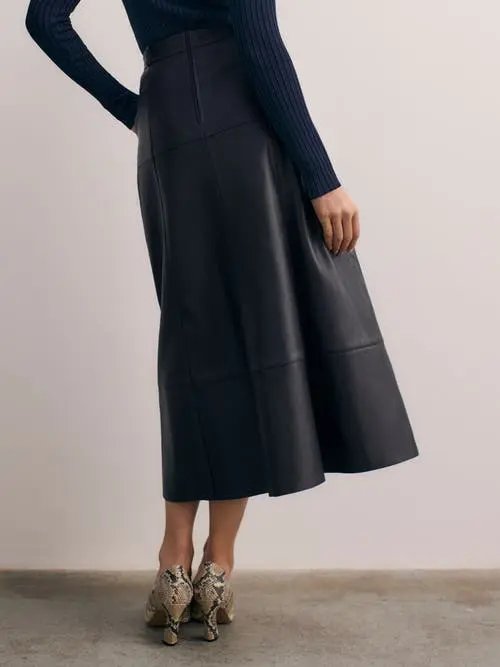 The Fold Andalo Leather A-line Skirt