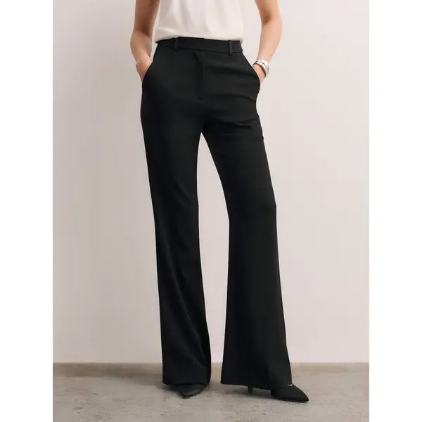 The Fold Lexington Clever Crepe Wide Leg Trousers - Black