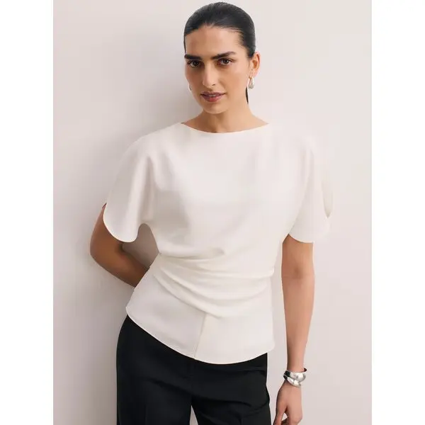The Fold Salerno Clever Crepe Top - Ivory