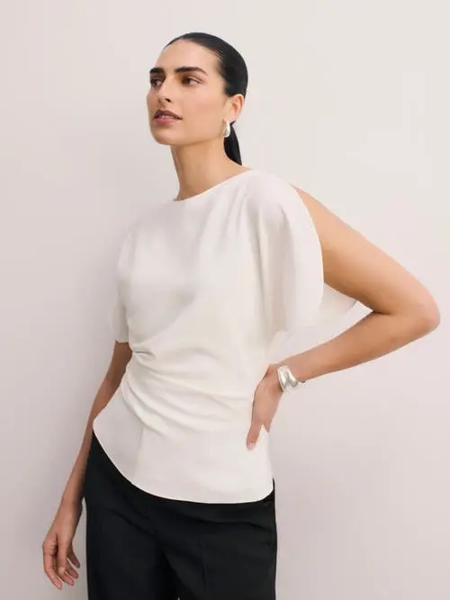 The Fold Salerno Clever Crepe Top - Ivory