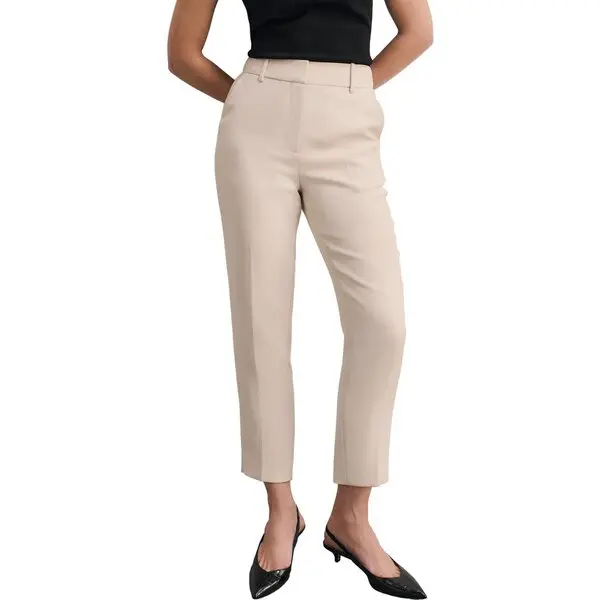 The Fold High-rise Tailored Ankle Trousers - Stone