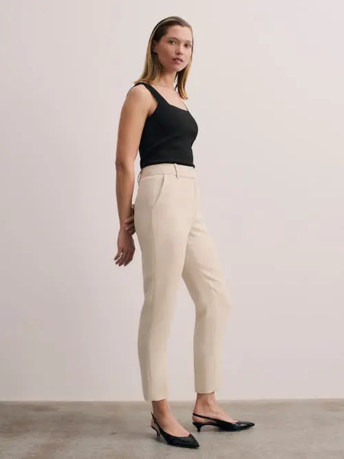 The Fold High-rise Tailored Ankle Trousers - Stone