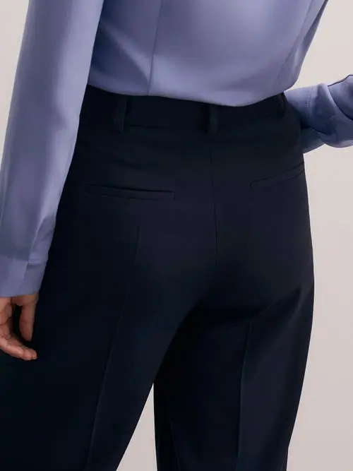 The Fold Adelaide Clever Crepe Wide Leg Trousers - Navy