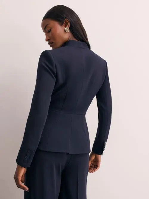The Fold Arno Clever Crepe Blazer - Navy