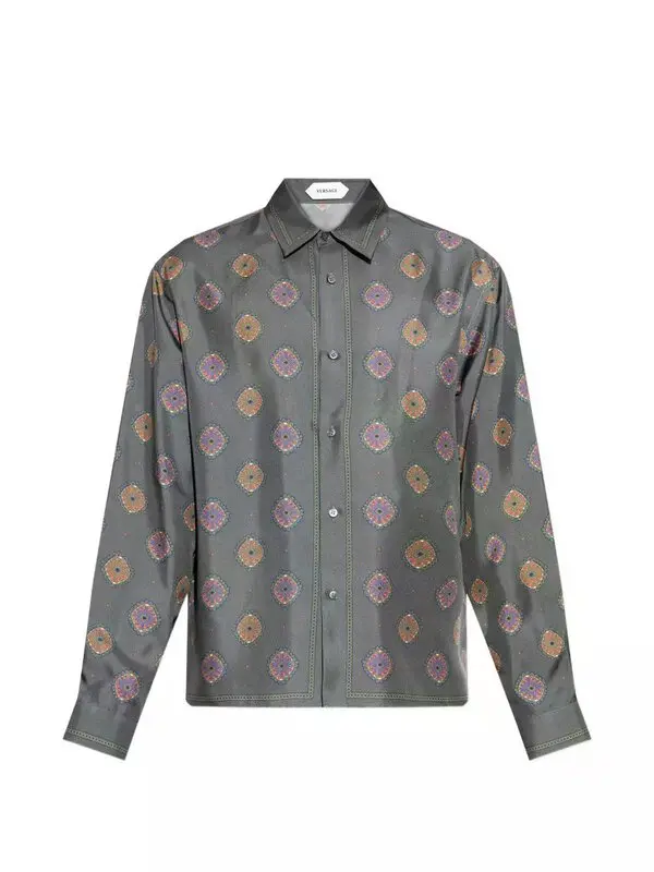 Versace Patterned Silk Shirt - Grey