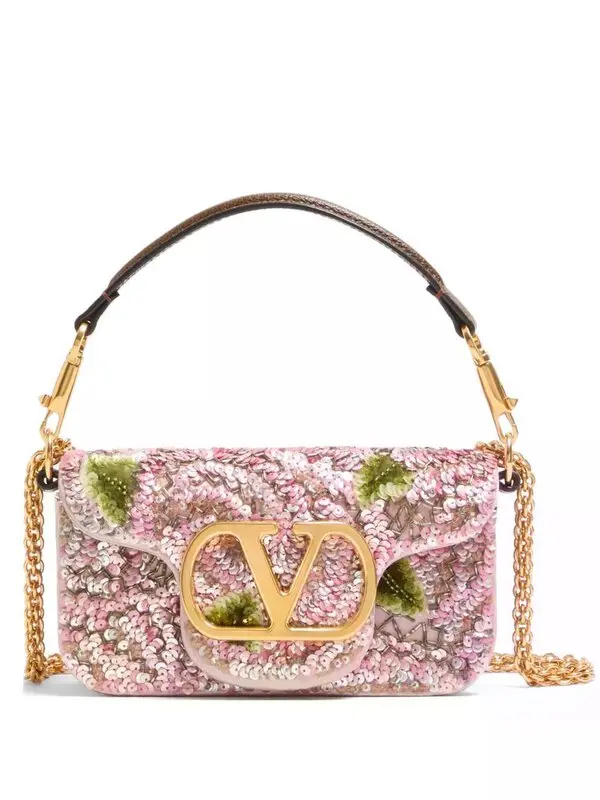 Valentino Garavani Locò Small Embroidered Shoulder Bag - Pink