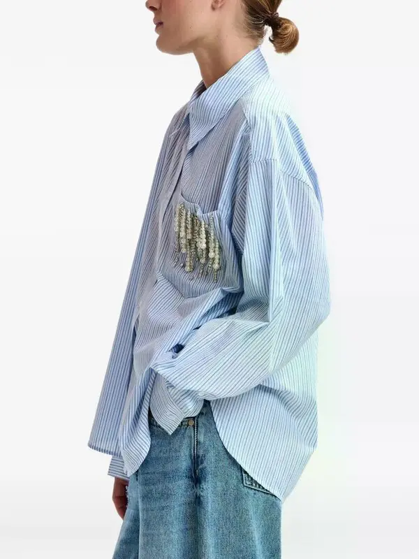 Essentiel Antwerp Striped Embellished Pocket Shirt