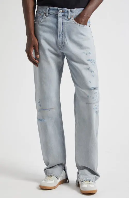MAISON MARGIELA Distressed Straight Leg Jeans - Light Blue