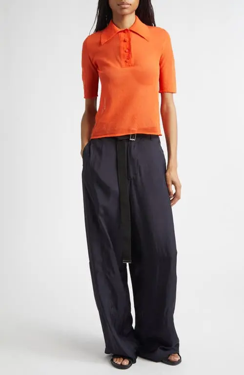 Plan C Belted Wide-leg Trousers - Blue Black