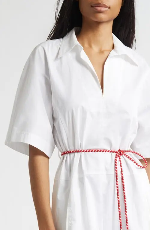 Plan C Relaxed Belted Cotton Midi Dress