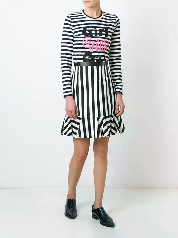 Comme Des Garçons Striped 'girl' Print T-shirt