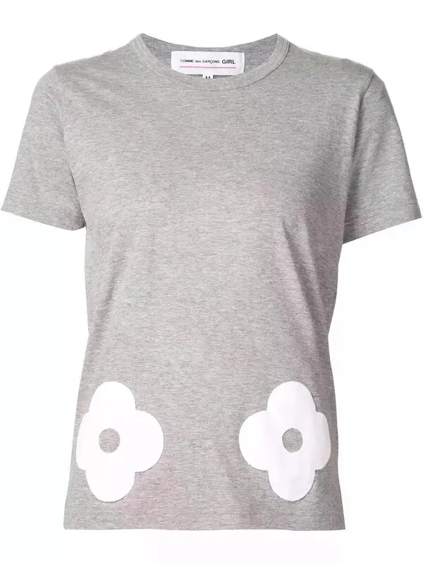 Comme Des Garçons Flower Appliqué T-shirt - Grey