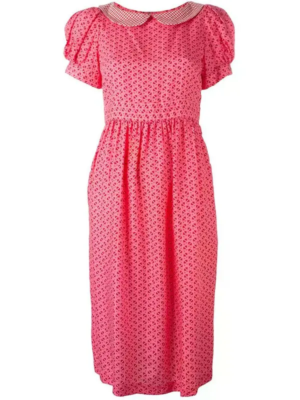 Comme Des Garçons Peter Pan Collar Midi Dress - Pink