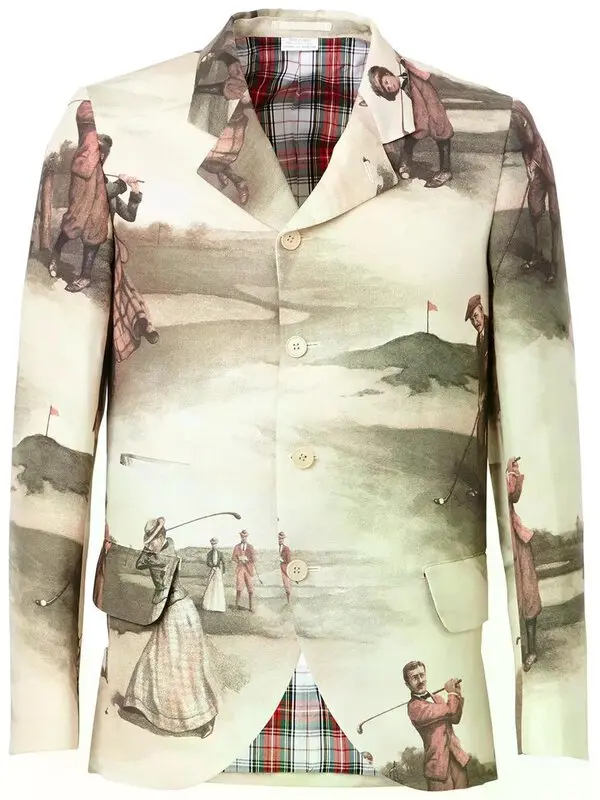 Comme Des Garçons Golf Course Print Blazer - Neutrals