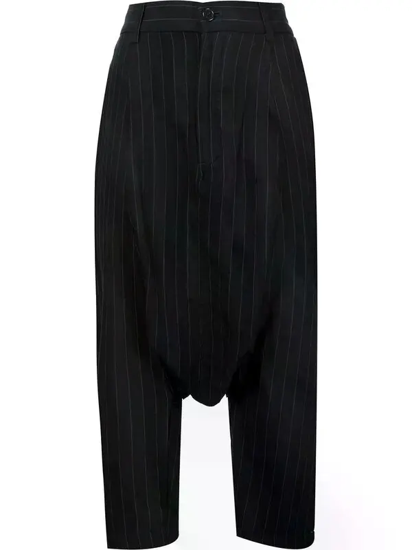 Comme Des Garçons Pinstripe Cropped Trousers - Black