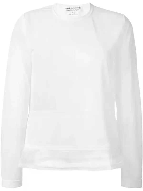 Comme Des Garçons Semi Sheer Panel Trim Detail Long Sleeve T-shirt - White