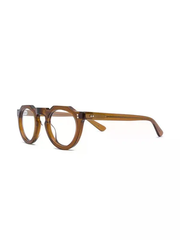 LESCA Pica Round Frame Glasses - Brown