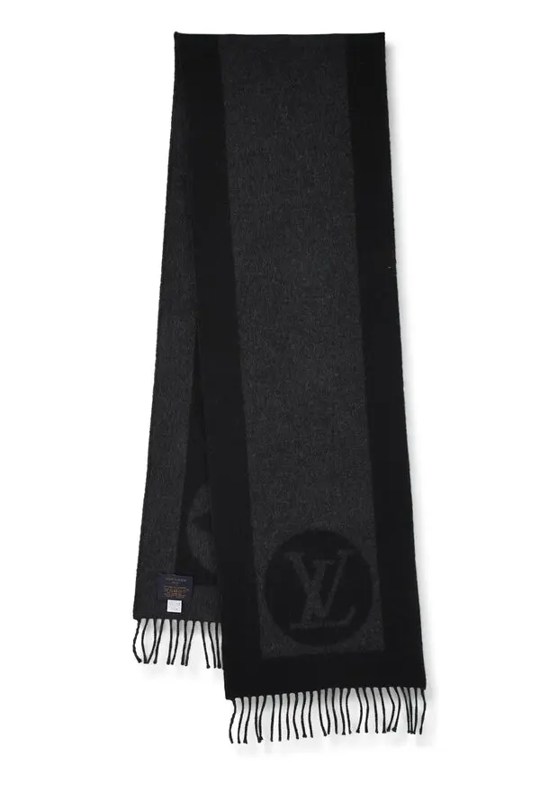 LOUIS VUITTON Grey & Cardiff Scarf - Black