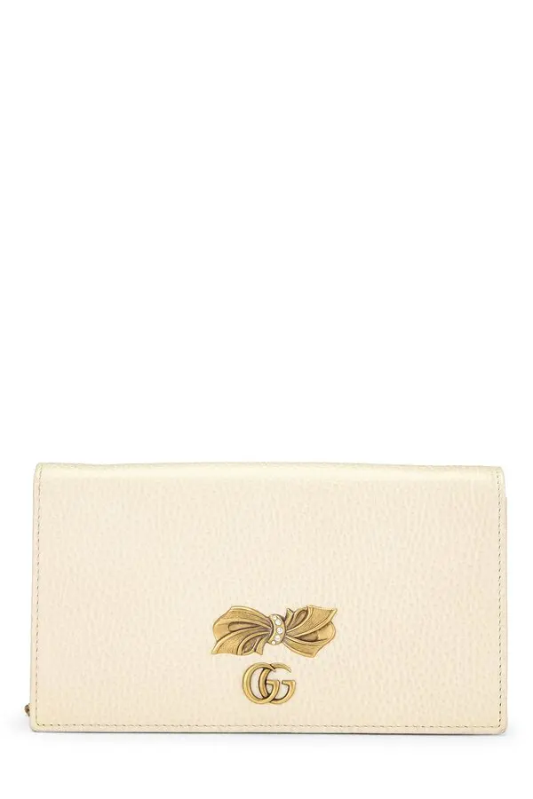 Gucci Leather Gg Marmont Crossbody Bag - White