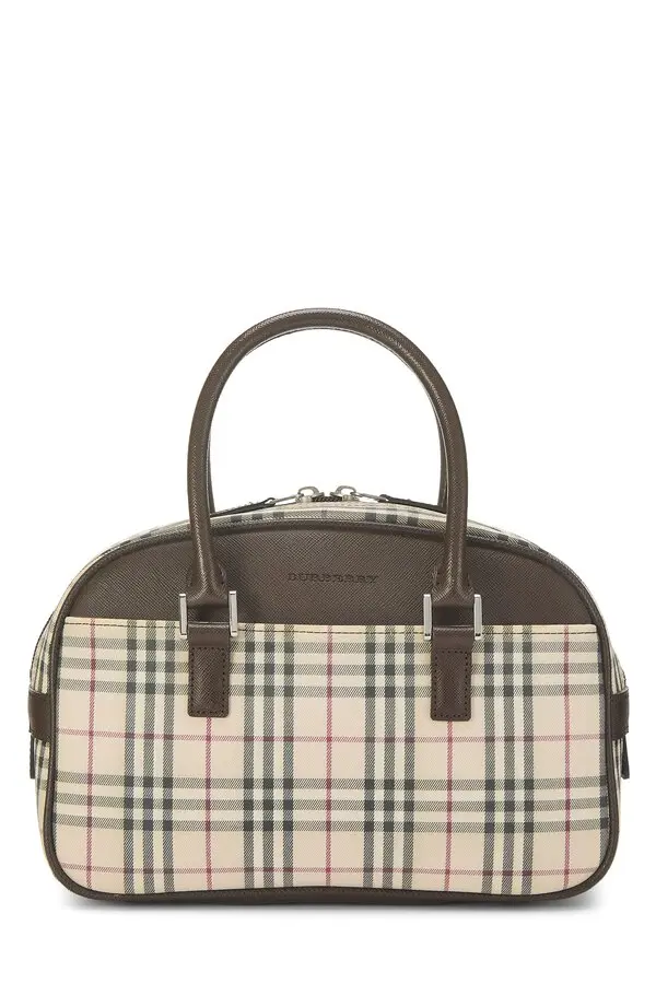 Burberry Check Jacquard Canvas Bowler Bag - Brown