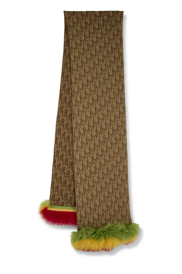 Dior Brown Rasta Trotter Wool Scarf - Multi