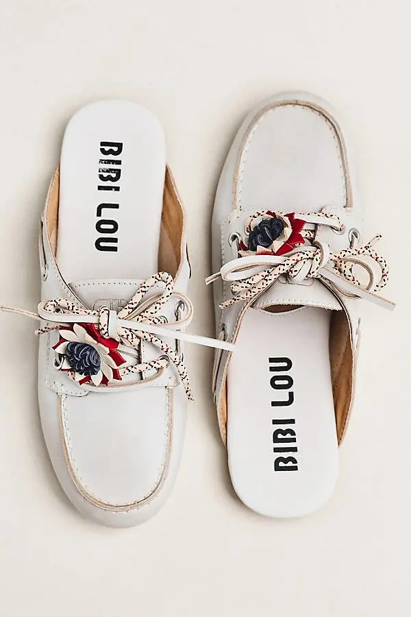 BIBI LOU Leather Mule Boat Shoes - Blanco
