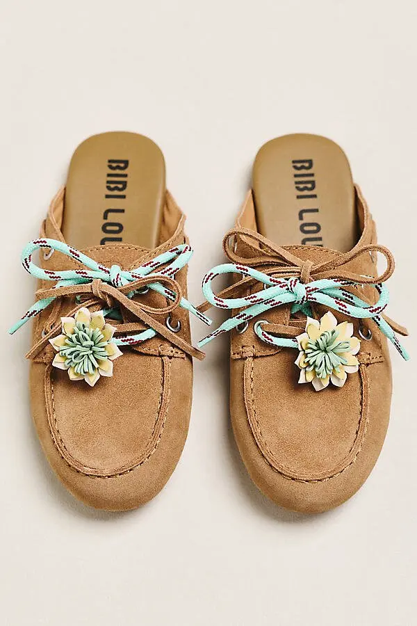 BIBI LOU Leather Mule Boat Shoes - Light Brown