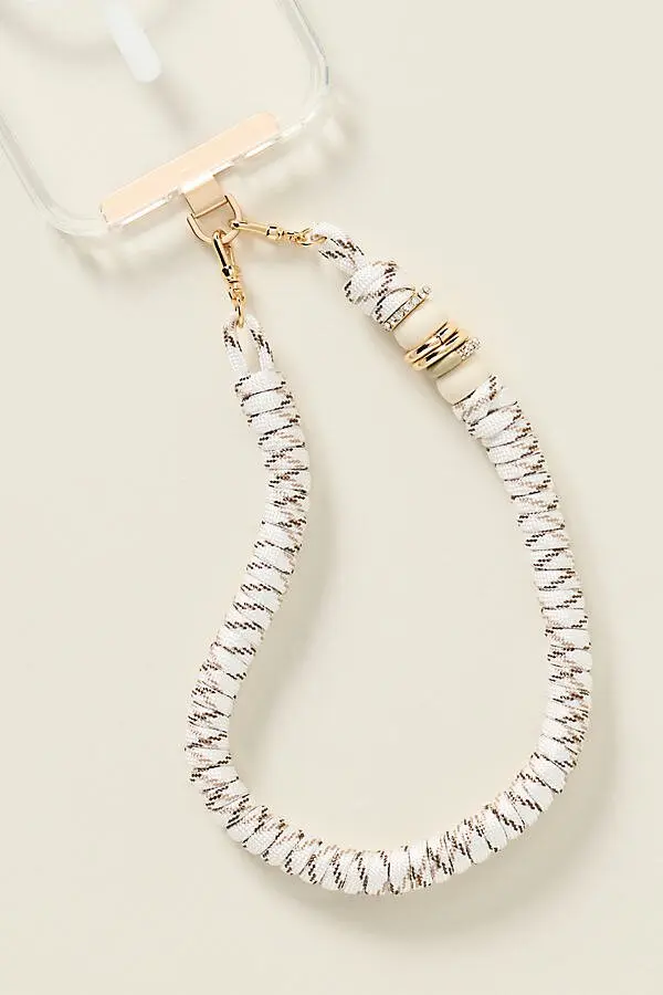 Anthropologie Woven Cord Phone Chain - White