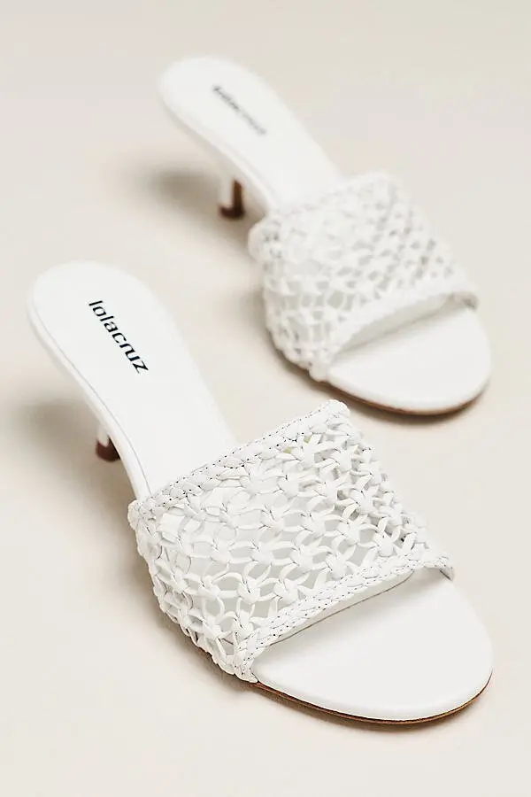 Lola Cruz Woven Heeled Mule Sandals - Blanco