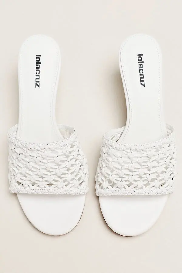 Lola Cruz Woven Heeled Mule Sandals - Blanco