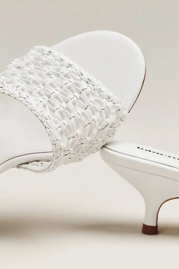 Lola Cruz Woven Heeled Mule Sandals - Blanco