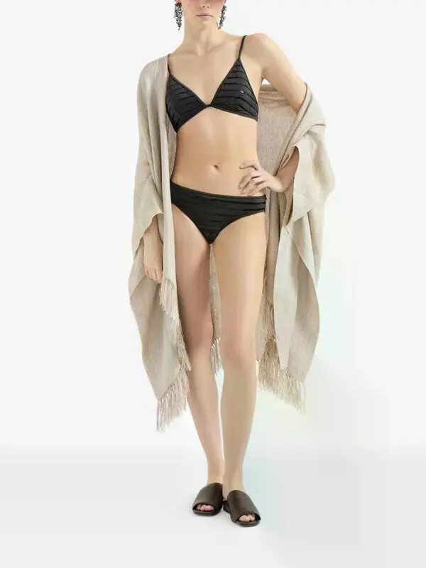 Brunello Cucinelli Striped Monili Bikini Top - Grey