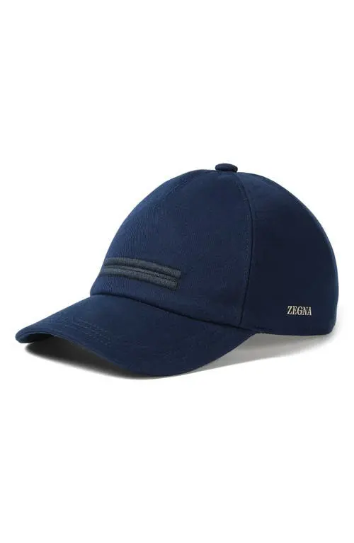 Zegna Cotton Baseball Cap - Dark Indigo Blue