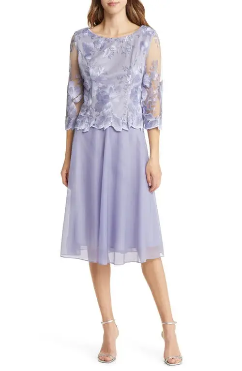 Alex Evenings Embroidered Mock Two-piece Dress