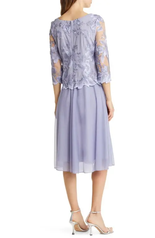 Alex Evenings Embroidered Mock Two-piece Dress