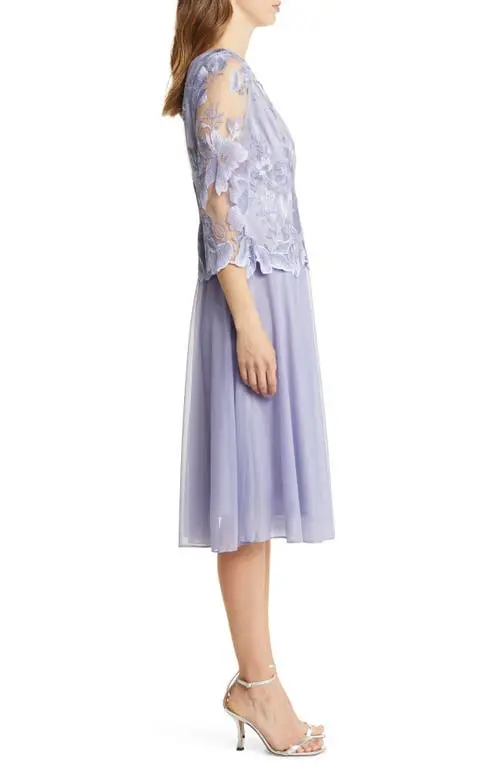 Alex Evenings Embroidered Mock Two-piece Dress
