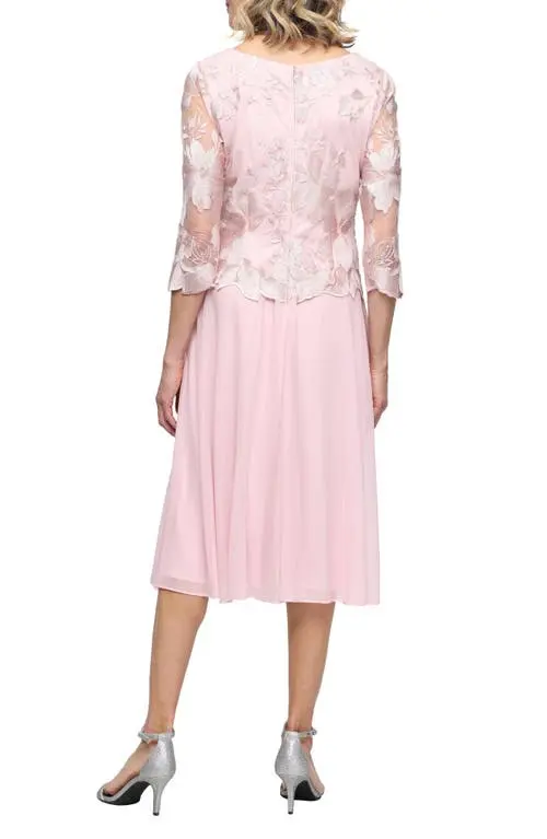 Alex Evenings Embroidered Mock Two-piece Dress