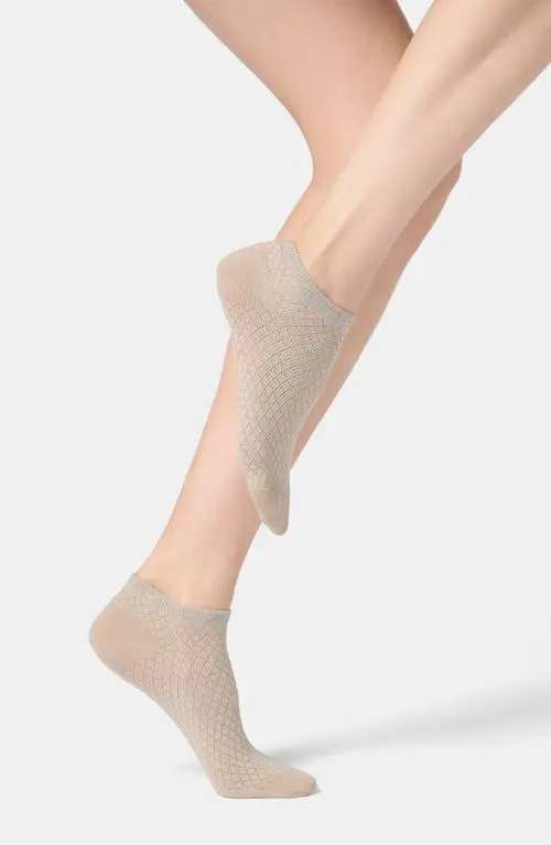 Oroblu Metallic Cuff Pointelle No-show Socks - Sand